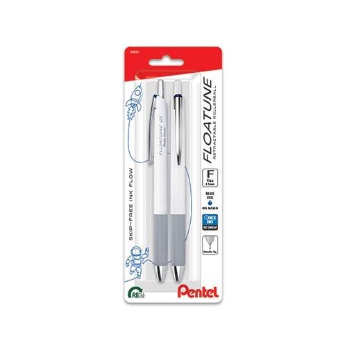 Pentel Floatune Retractable Pen 0.5mm White Barrel Blue Ink 2/Pk School Office | eBay