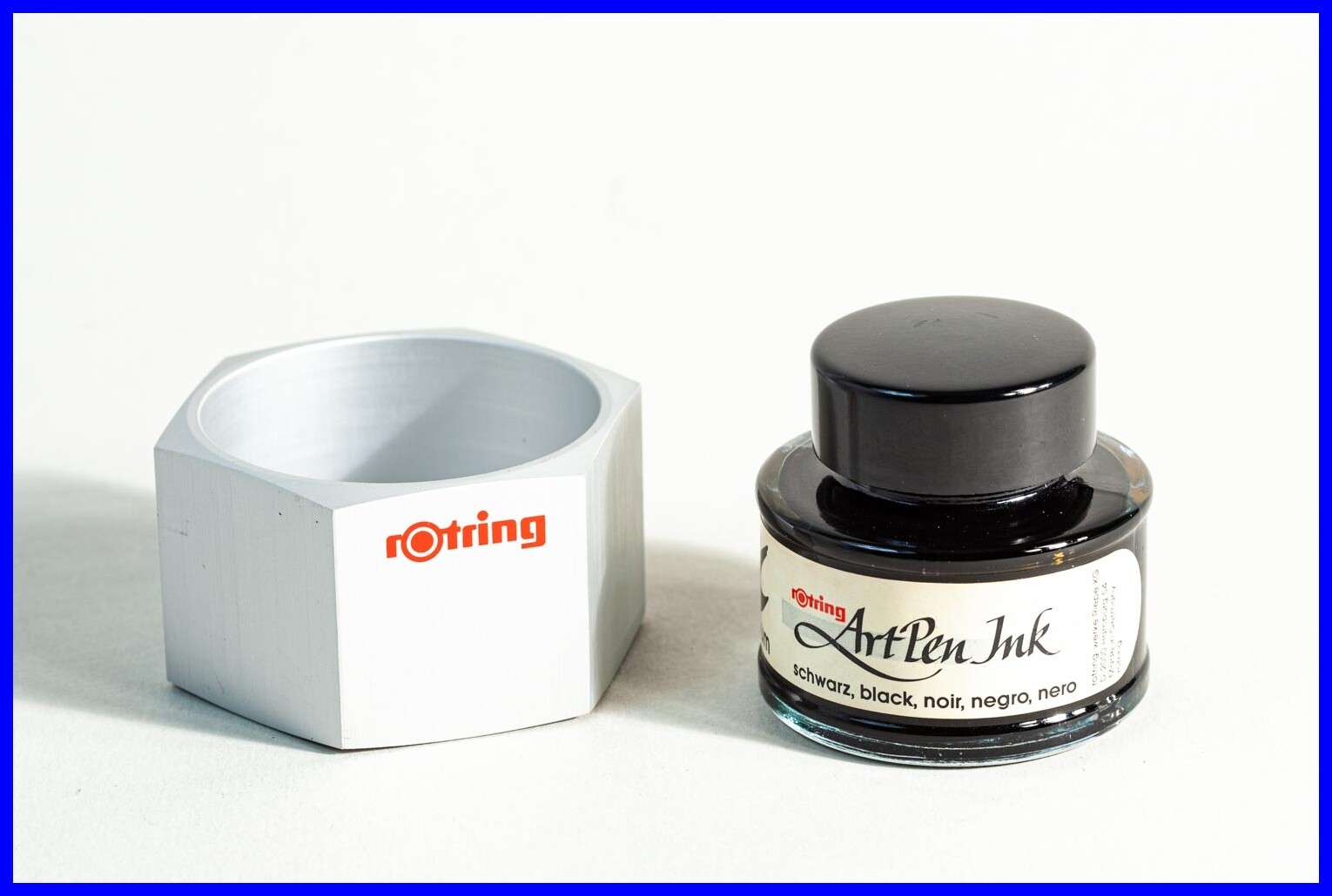 Rotring 600 ink well SILVER red print knurled grip era / Made in ...