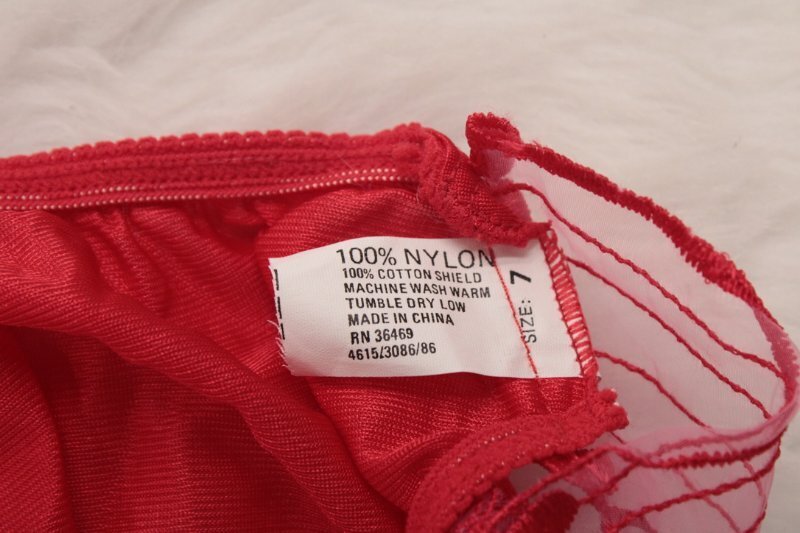 Vintage New Bikini Panties Red Nylon Sheer Butterfly Front Solid Back 7 ...