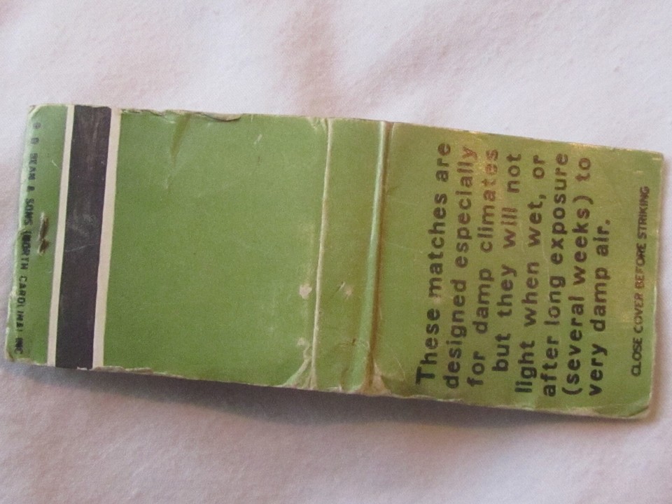 VIETNAM WAR US MILITARY GREEN USED MATCH BOOK - D.D. BEAN & SONS, North ...