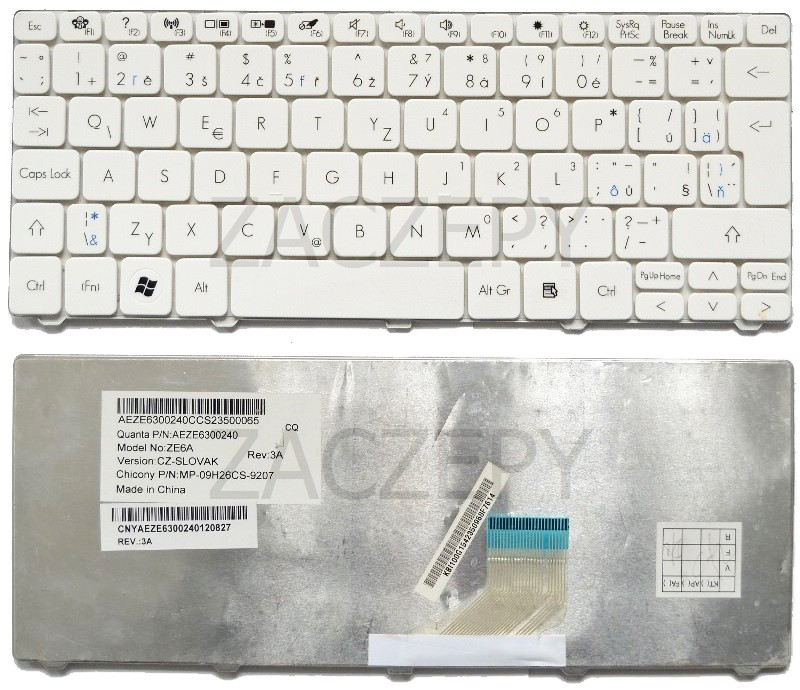 Czech keyboard GATEWAY LT21 LT22 LT23 LT25 LT2100 EM350 NAV50 NAV51 ...