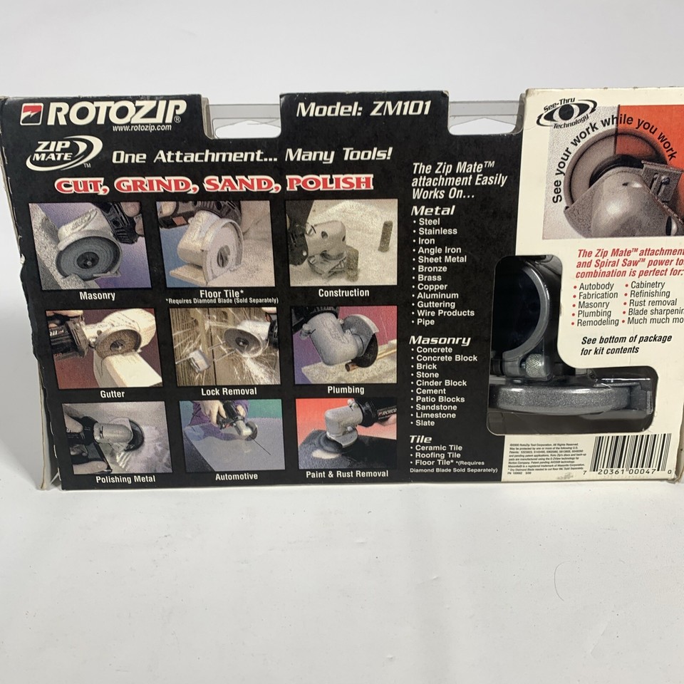ROTOZIP Zip Mate Spiral Saw Tool Attachment Kit Multipurpose ZM101 7-Pc ...