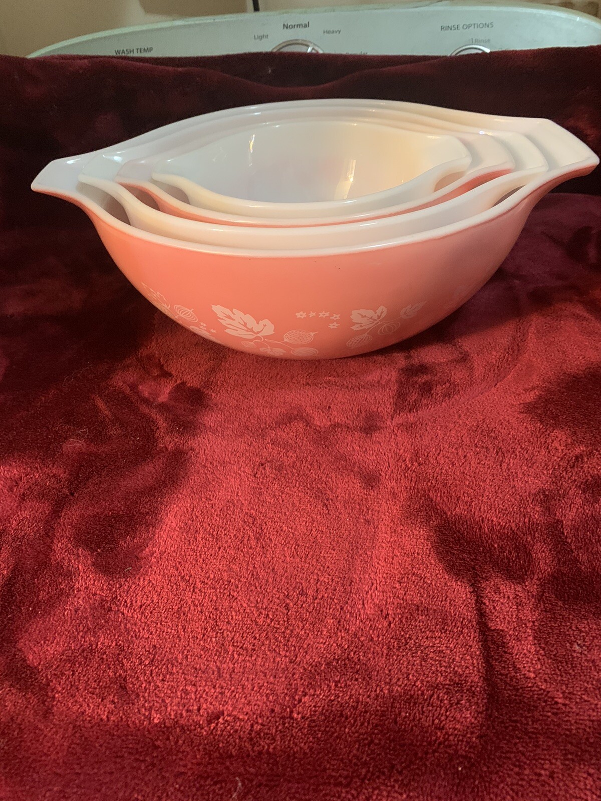 Set of 4 Pyrex Gooseberry Pink Cinderella Mixing Bowls Vintage 441 442 ...