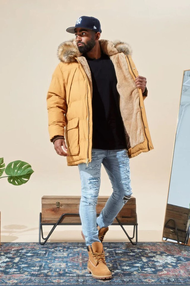 Jordan Craig Men's BISMARCK FUR LINED DESERT WHEAT PARKA JACKET PUFFER ...