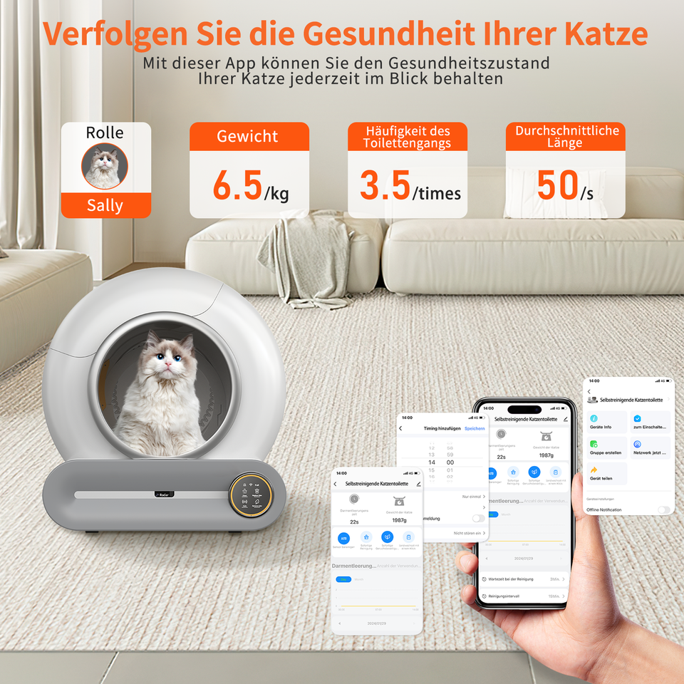 Large Automatic Smart Cat Litter Box Self-Cleaning Robot Odor Removal ...