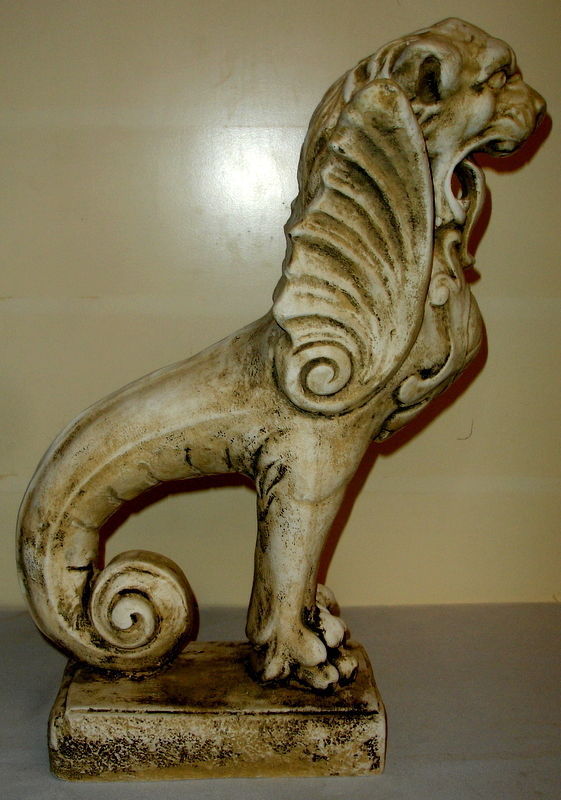 24" Royal Griffin Gargoyle Gryphon Mythical Lion Antique Statue ...