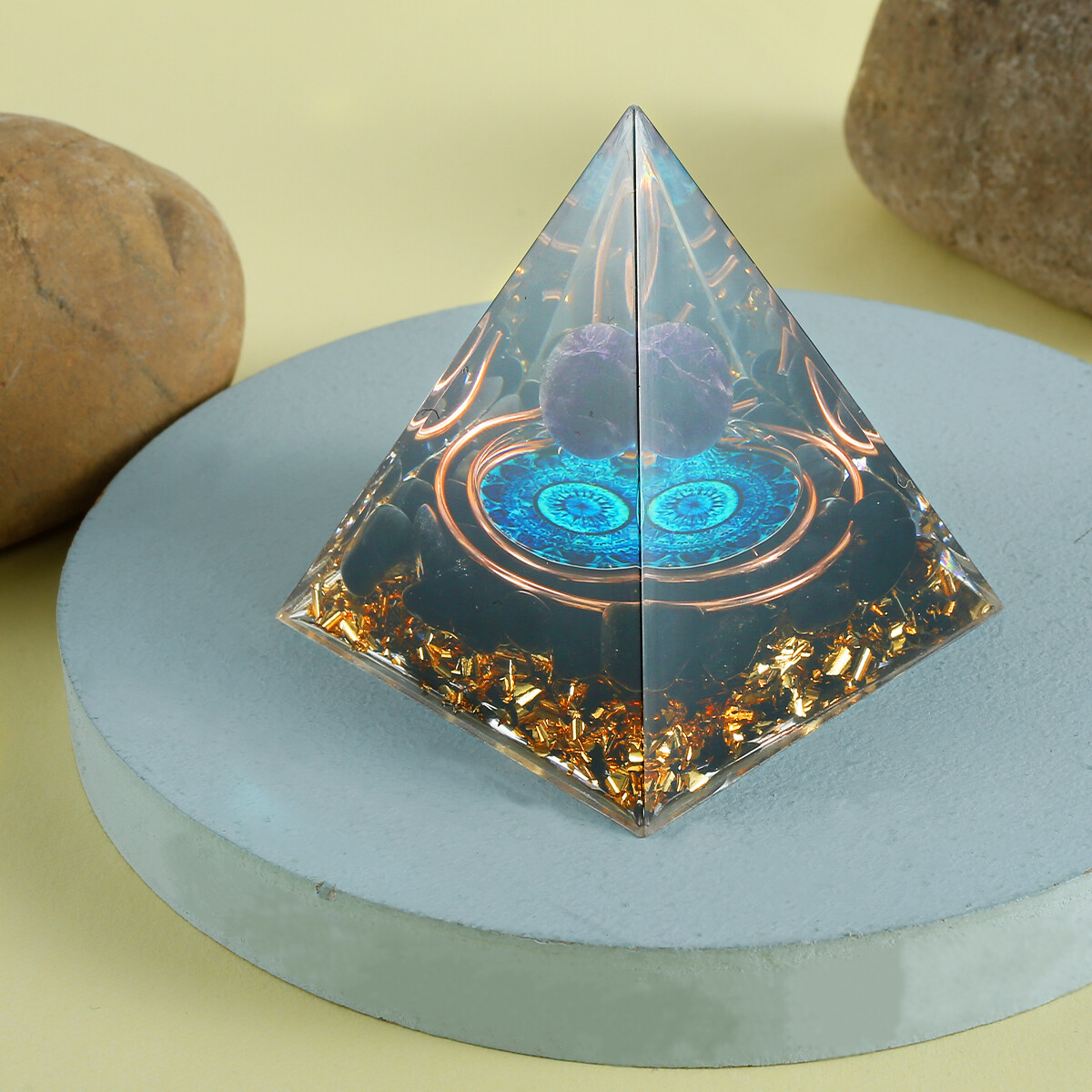 Colorful Orgone Pyramid Resin Crystal Pyramid Healing Crystal Energy ...