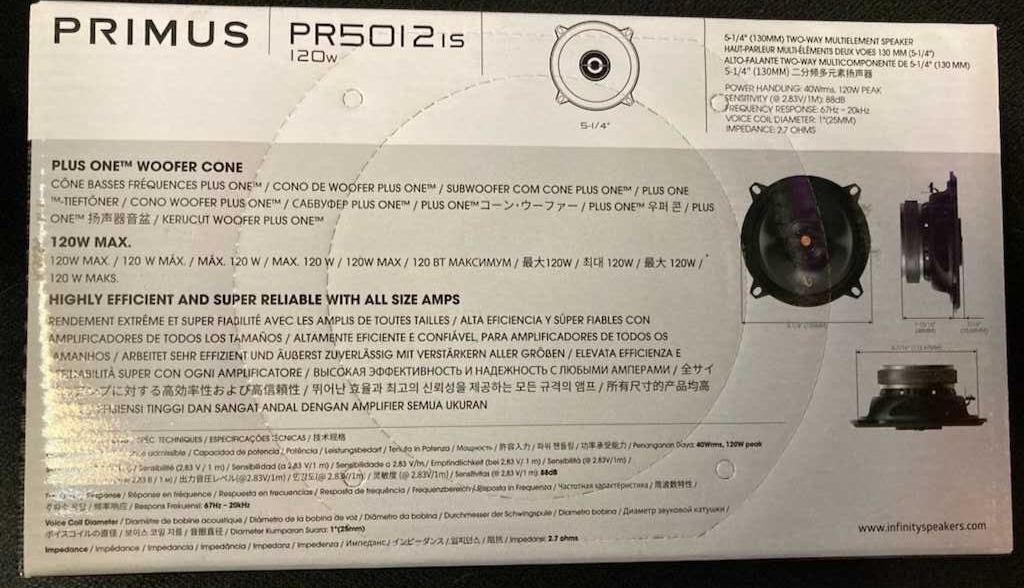 Infinity Primus 5012is Car Speaker Tweeter Pair Black 120w for sale ...