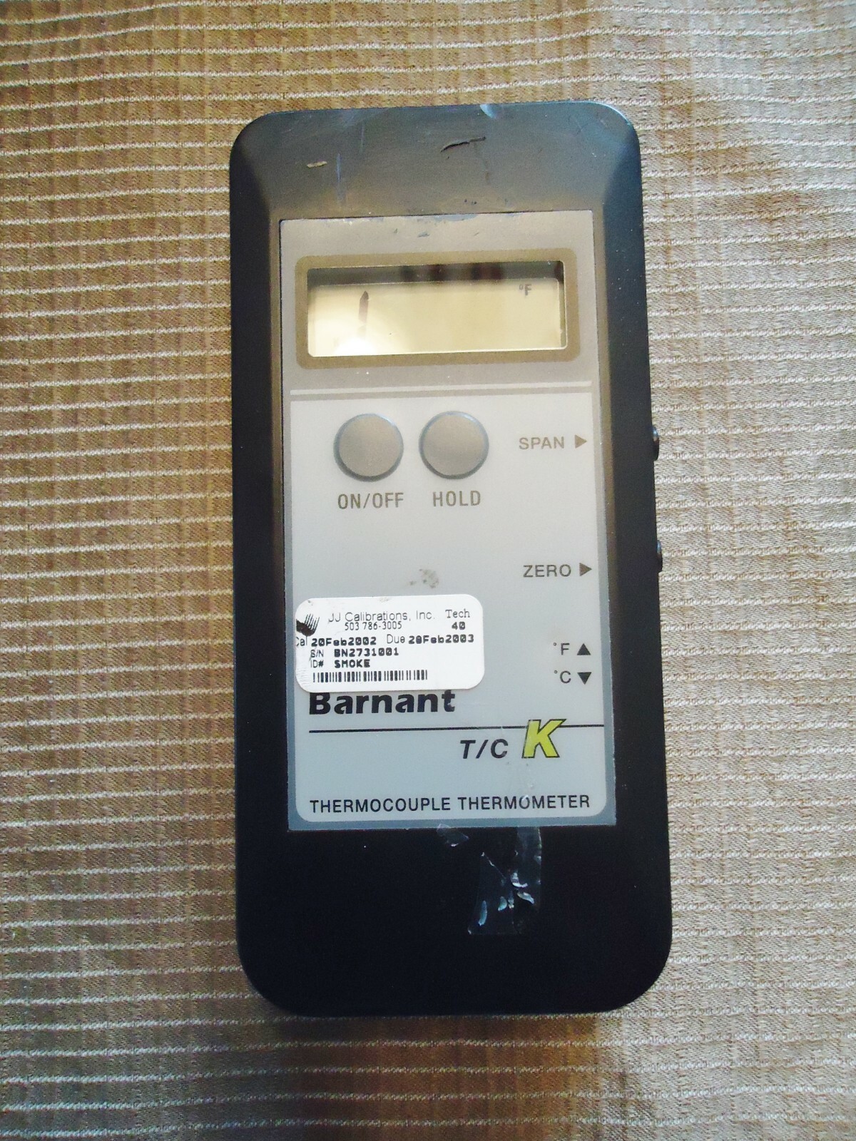 BARNANT T/C TYPE K THERMOCOUPLE THERMOMETER.MODEL# 600-0000, MADE IN ...