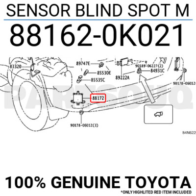 Genuine Toyota 881620K021 Sensor Blind Spot M 88162-0K021 | OE