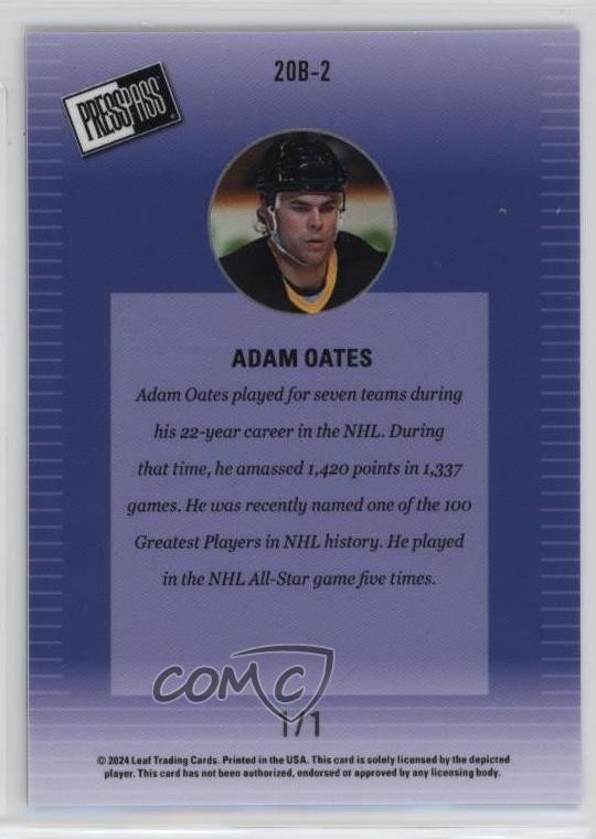 2024 Leaf Collective 2000 Press Pass White Shimmer 1/1 Adam Oates #20B ...