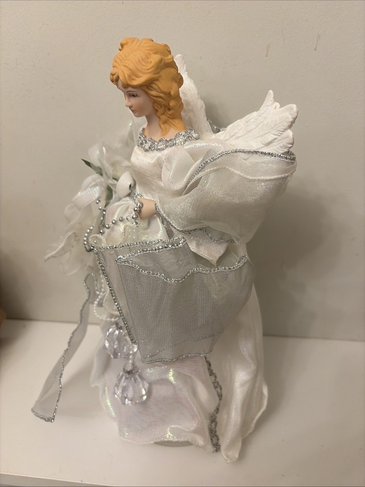 Vintage White Christmas Tree Topper Angel 12” Decoration | eBay UK
