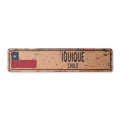 IQUIQUE CHILE Vintage Street Sign Chilean flag city country road wall ...