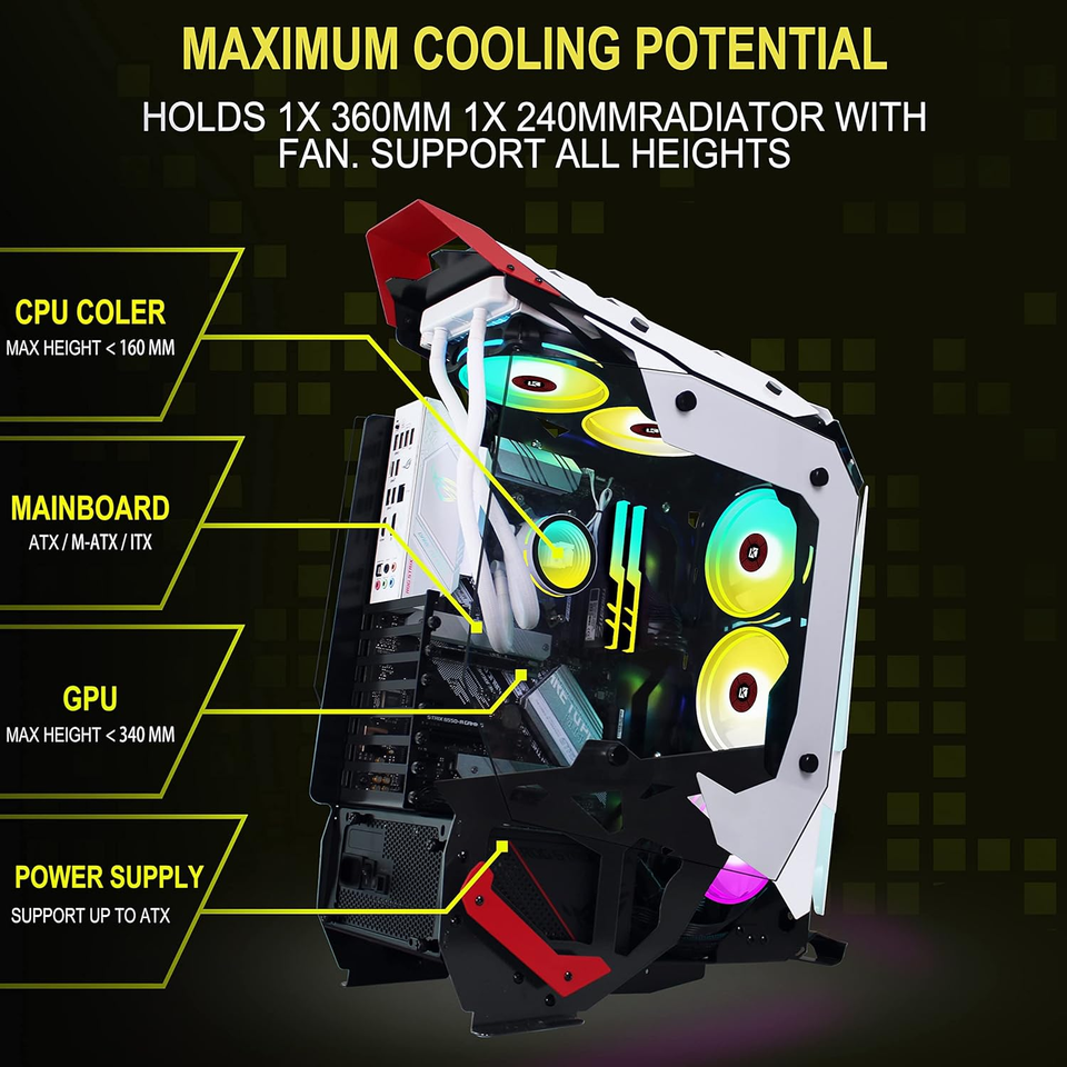 C650 Mech PC Case - ATX Tower Gaming Computer Case with Tempered Glass ...