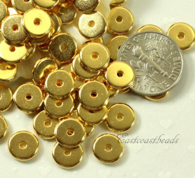 TierraCast 8 mm. Heishi Disk Beads, Gold Plated Lead Free Pewter, 4425 ...