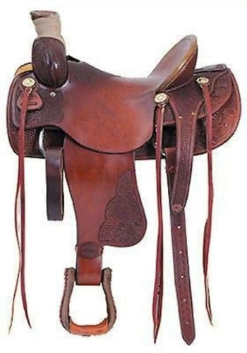 Western wade tree roping Leather Horse Saddle Full Tack Set. Size-10 ...