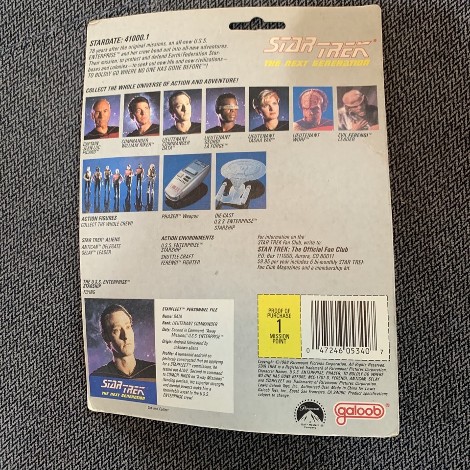 STAR TREK Next Generation Lt. Cmdr White Data Action Fig 1st issue 1988 ...