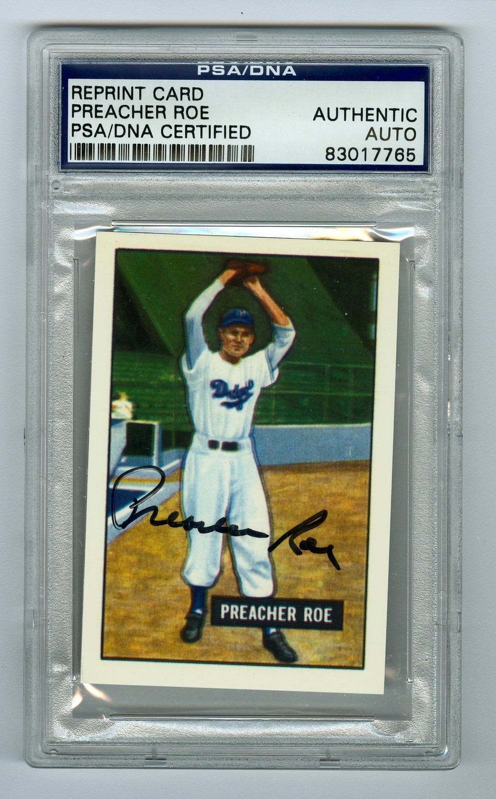Preacher Roe Autographed 1951 Bowman Reprint Card #118 PSA Authentic ...