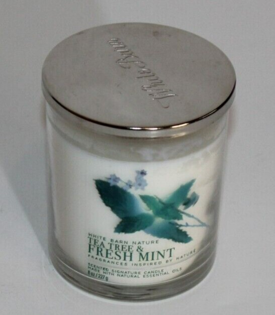 White Barn Nature 8 ounce candle Tea Tree & Fresh Mint slightly used ...