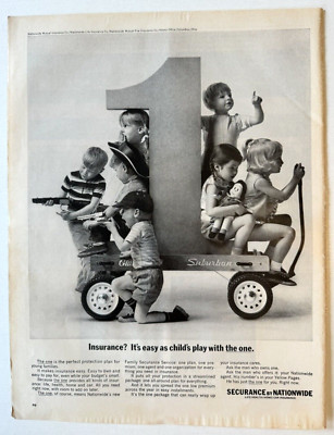 1963 Nationwide Insurance Vintage Ad 14x11" Retro Wall Decor Children ...