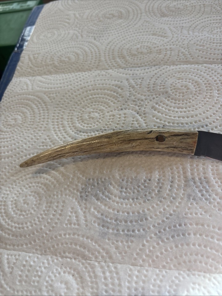Home Made Patch Knife With Stag Antler Handle And Handmade Sheath | eBay