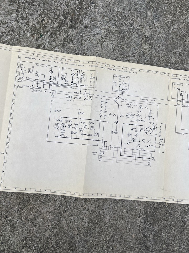 VINTAGE ORIGINAL PMG TECHNICAL DRAWING SWITCHBOARD TELECOM TELEPHONE ...