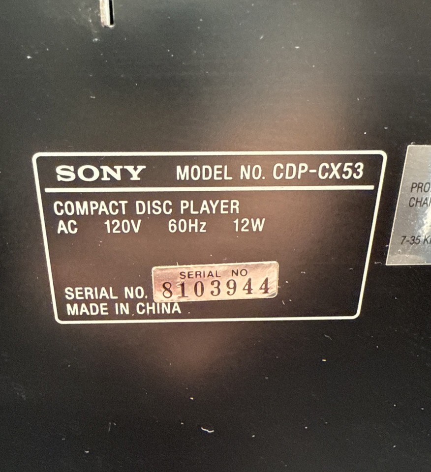 Sony CDP CX53 50 + 1 Disc CD Player Changer NO Remote Tested Working ...