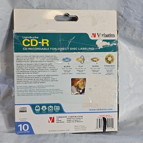 Verbatim LightScribe CD-R 6 Disc Pack 80 Min/700 MB/52X Speed - New CD ...