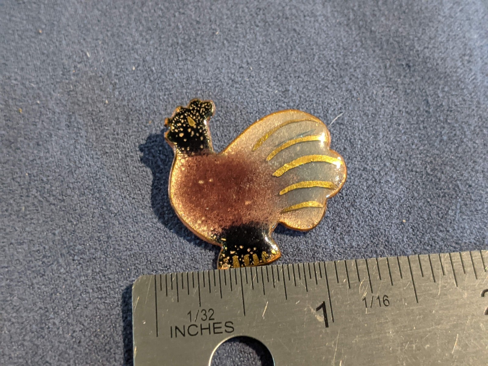 Vintage Copper Enamel Art Brooch Turkey Signed (BCH-6) - Gem