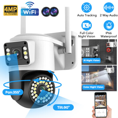 Dual Lens HD WiFi IP Camera Wireless Outdoor CCTV PTZ Home Security IR ...