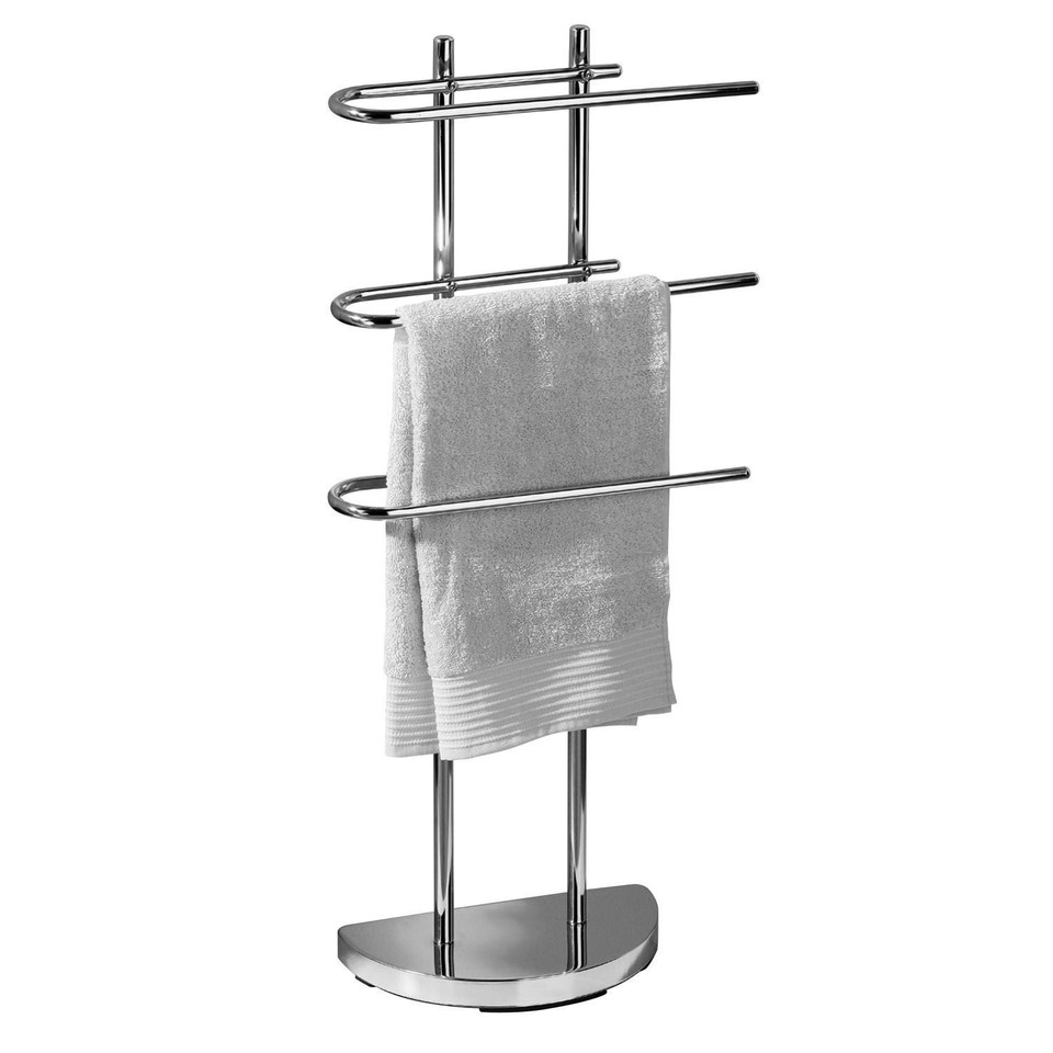 3 Arm 3 Tier Free Standing Chrome Towel Holder Rail Rack Stand Weighted ...