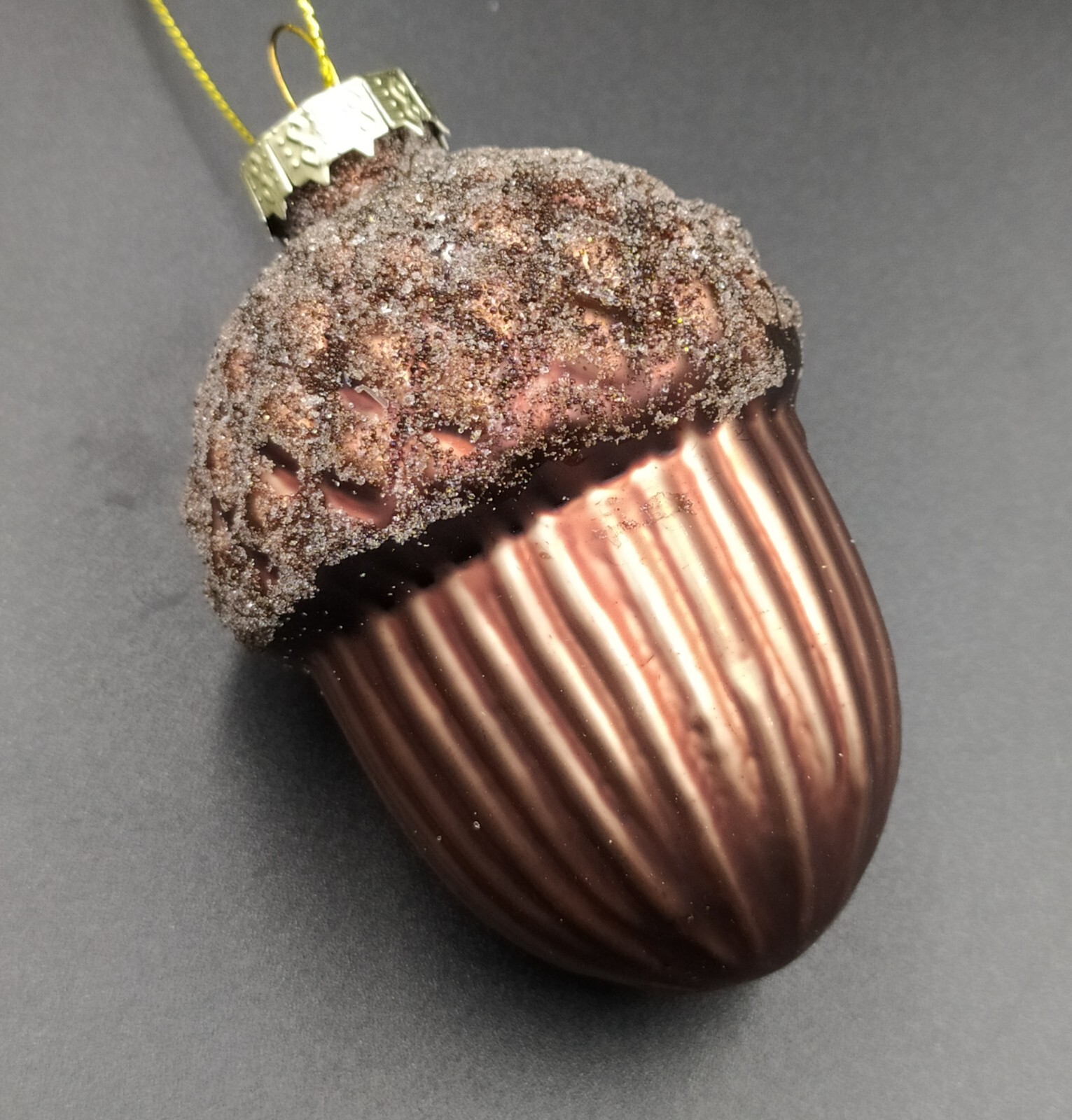 A256# Brown Matt Acorn With Frosted Cap Bauble Christmas Ornament ...