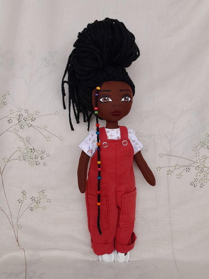 Black rag doll with braids, African American doll, Handmade Brown Skin ...