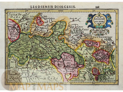 Pays-Bas, carte du Brabant, Leodiensis Dioecesis, Mercator 1607 | eBay