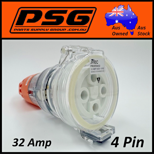 32 AMP 3 Phase 4 Pin Straight Extension Socket Industrial Electrical ...