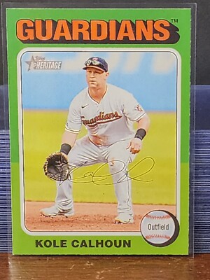 2024 Topps Heritage - Short Print #62 Kole Calhoun Guardians Autograph ...