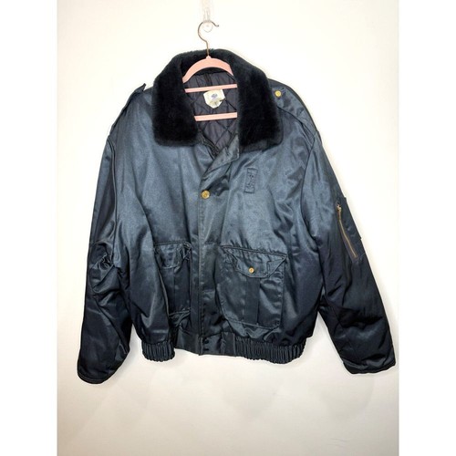 Vintage Riverside Pinkerton Jacket Mens 2XL Police Blue Full Zip Fur ...
