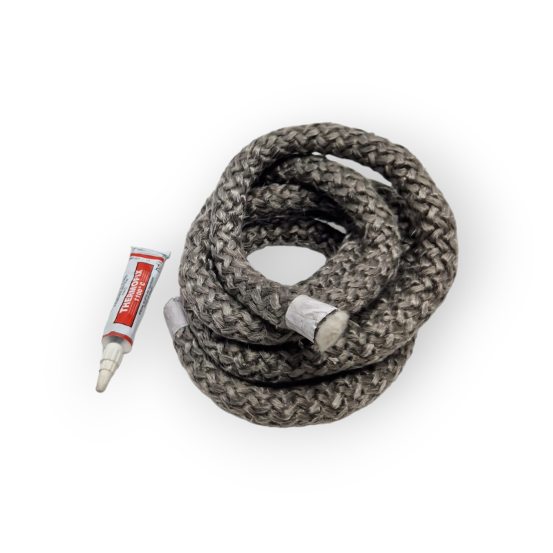 2.5 MT BLACK ARCTIC CORD BRAID GASKET Ø 16 + ADHESIVE REFRACTORY GLUE ...