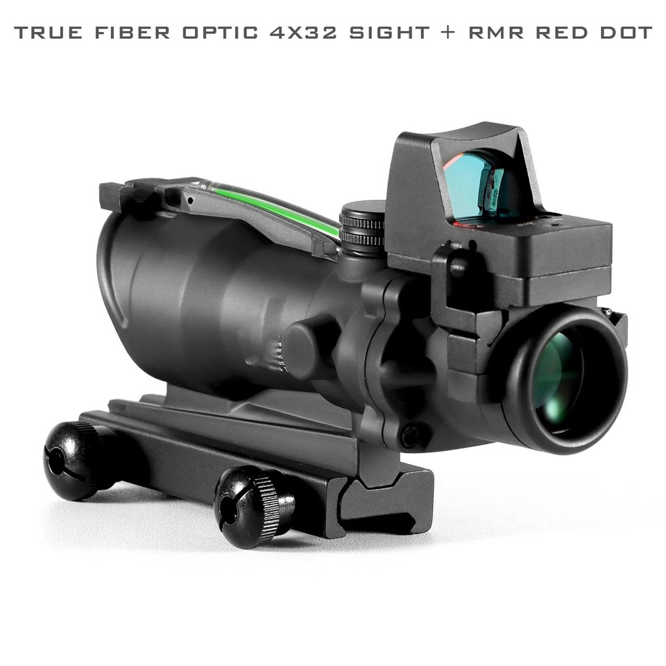 ACOG 4x32 True Fiber Optic Red Green Chevron Dot Tactical Sight Scope ...