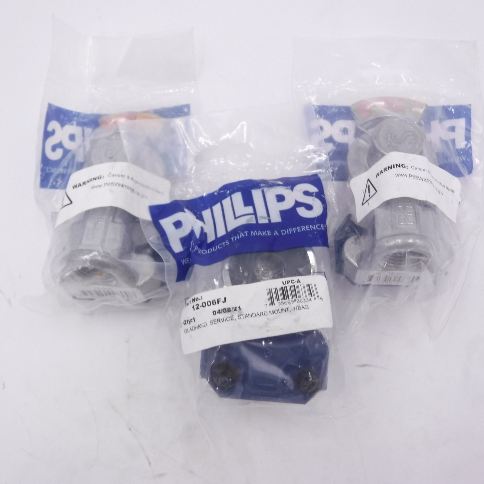 3 Pack Genuine Phillips Standard Mount Blue Gladhands 1/2" Pipe Thread ...