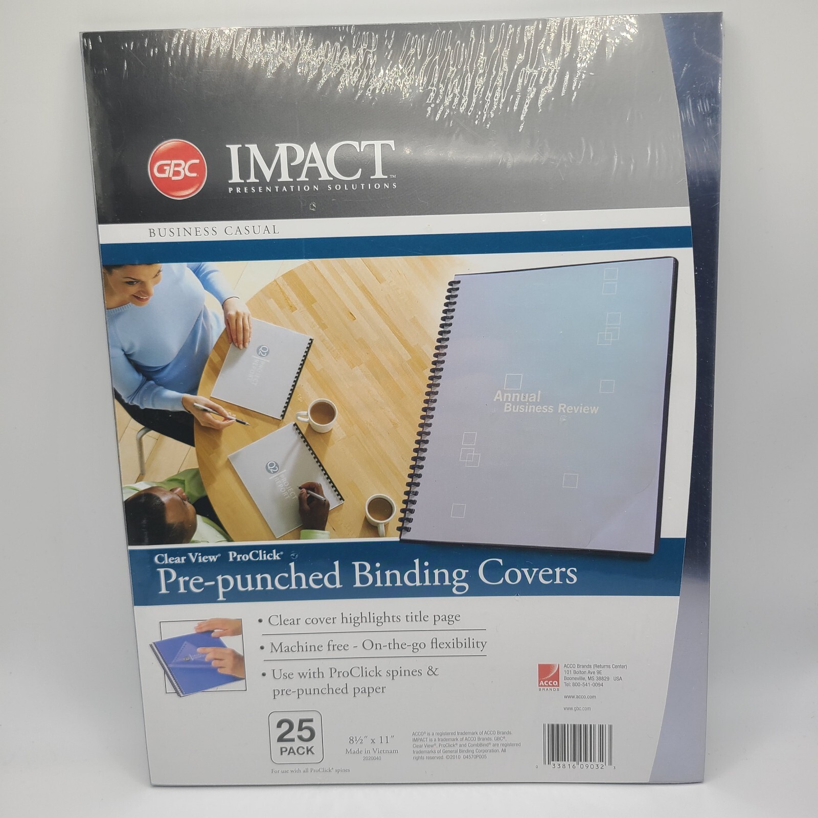 GBC Impact ProClick Pre-Punched Presentation Covers 11 x 8-1/2 Clear 25 ...