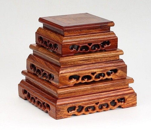 3 Pcs Chinese Huali Wood Square Display Table Rack Hard Wooden Base ...