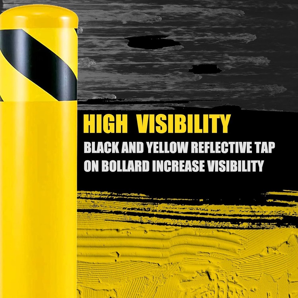 36 Inch Yellow Steel Safety Bollard 45 Inch For Traffic Barrier Post ...