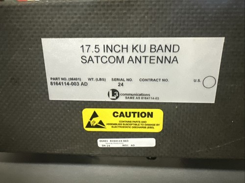 L3 Harris 17.5" KU Band SATCOM Air Platform Airborne Antenna System ...