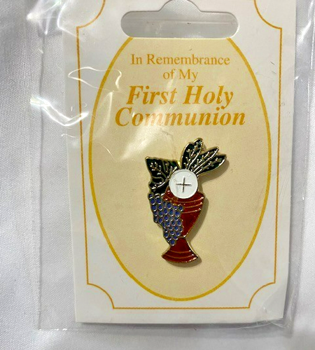 First Holy Communion PIN Religious Lapel Pins Chalice, host, & Grapes ...