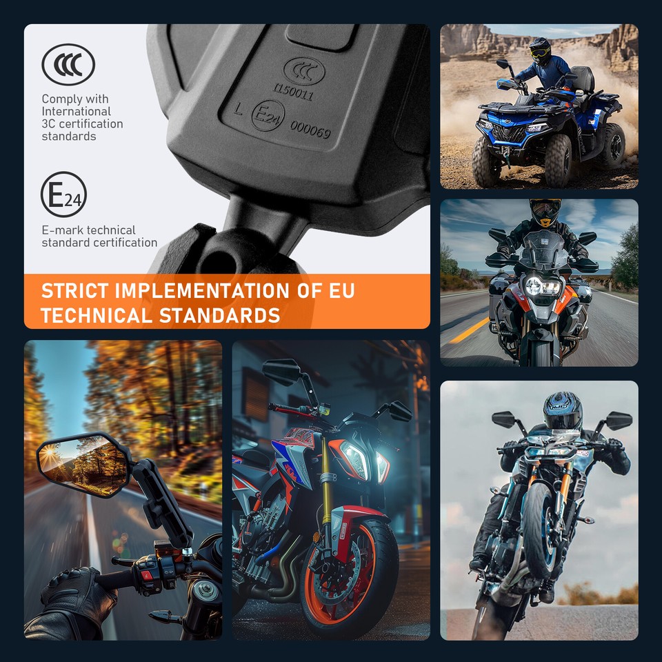 Motorcycle Rear View Wing Mirrors E-MARK For Husqvarna Norden Vitpilen ...