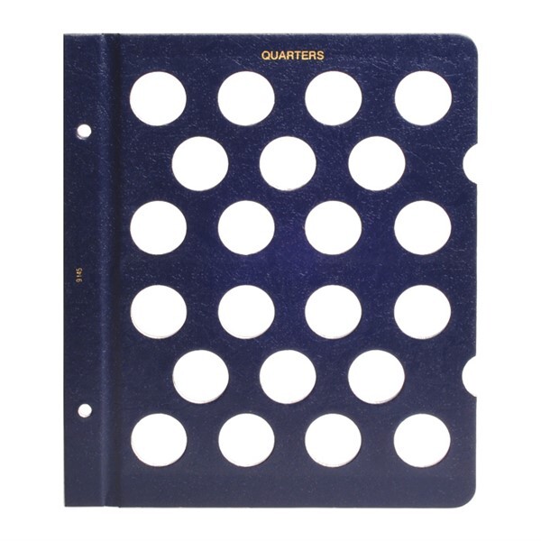 2 Whitman Classic Blue Album Pages For US Quarter Coins 22 Ports Holes ...