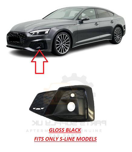 NEW FOR AUDI A5 S-LINE 2020 - FRONT BUMPER FOGLIGHT GRILLE LEFT GLOSS ...