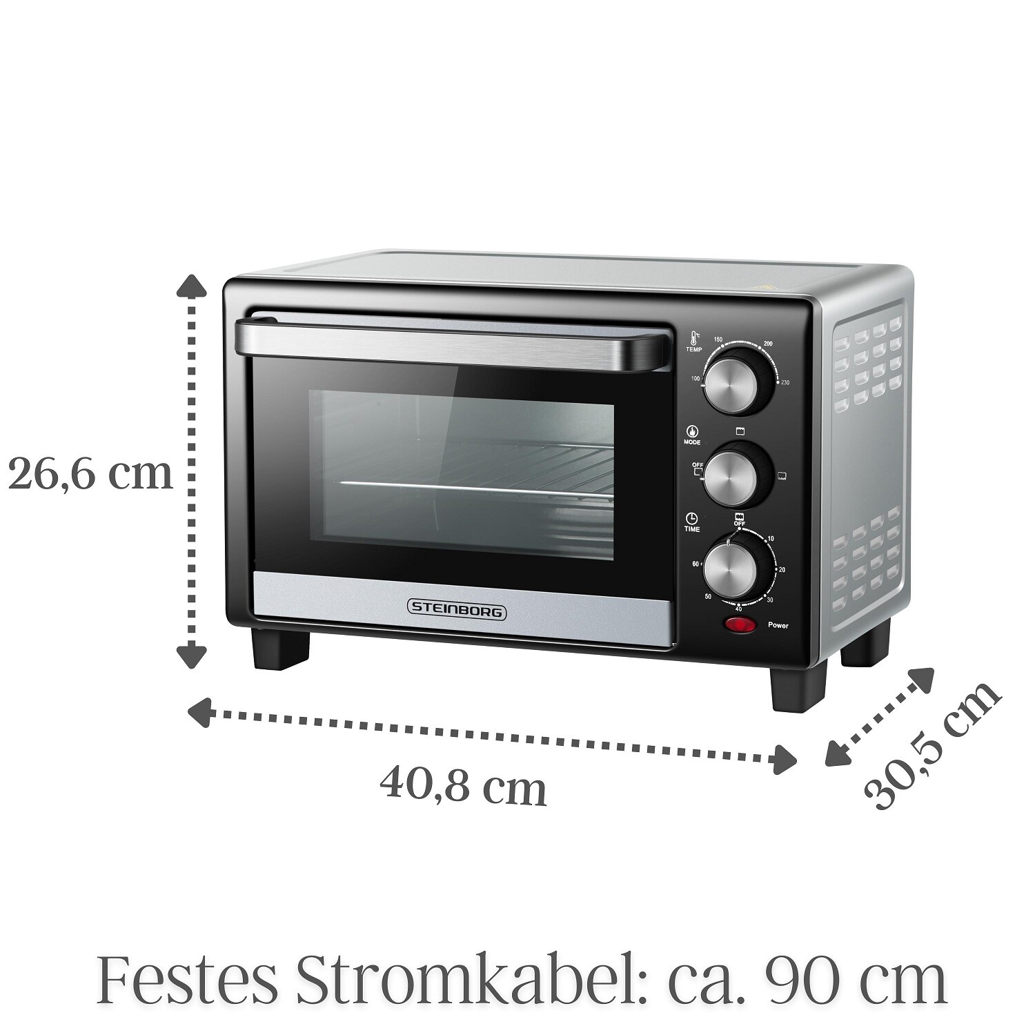 Mini Backofen 15 Liter Pizzaofen Backofen freistehend Minibackofen 1200 ...