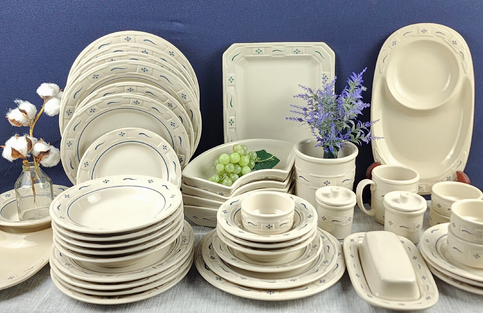 LONGABERGER, Woven Traditions Classic Blue & Green, Dinnerware/Hostess ...